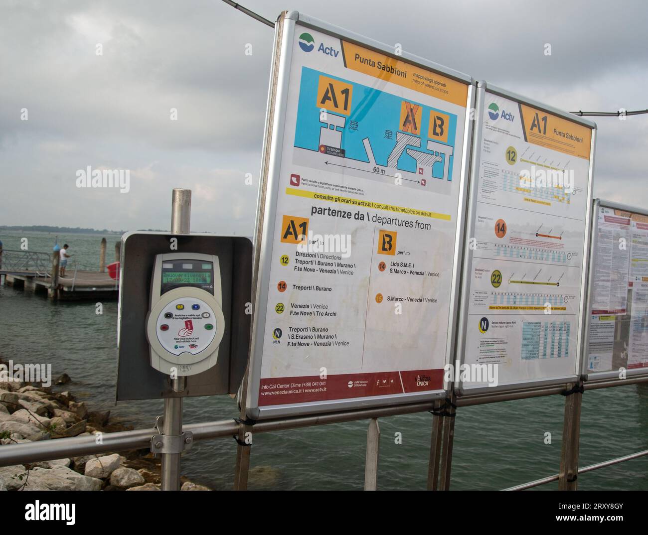 Punta Sabbioni, Cavallino-Treporti, Veneto, Italy, Information boards ...