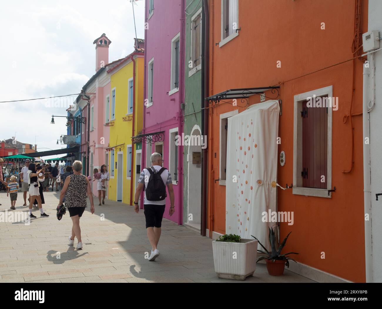 Burano, Veneto, Italy, September 2023, tourists thronging the streets ...