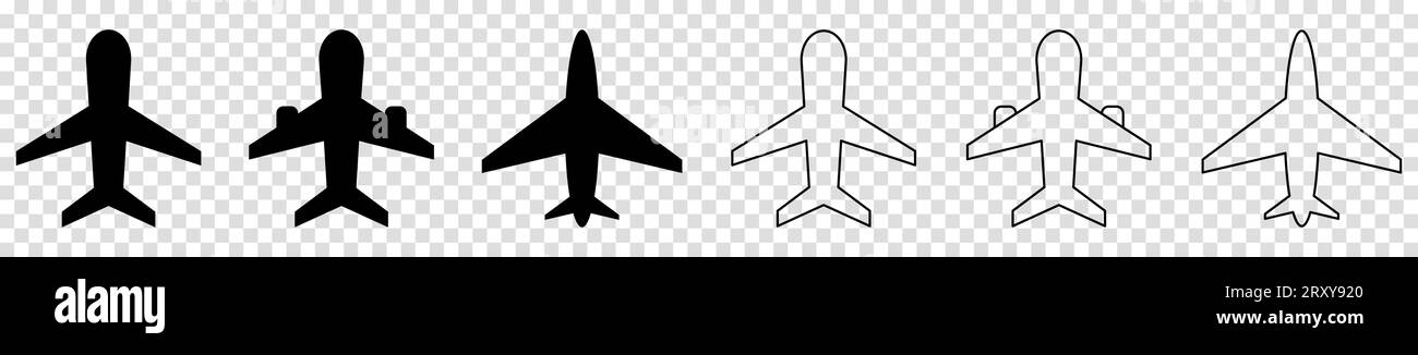 Plane icon set. Vector illustration isolated on transparent background ...