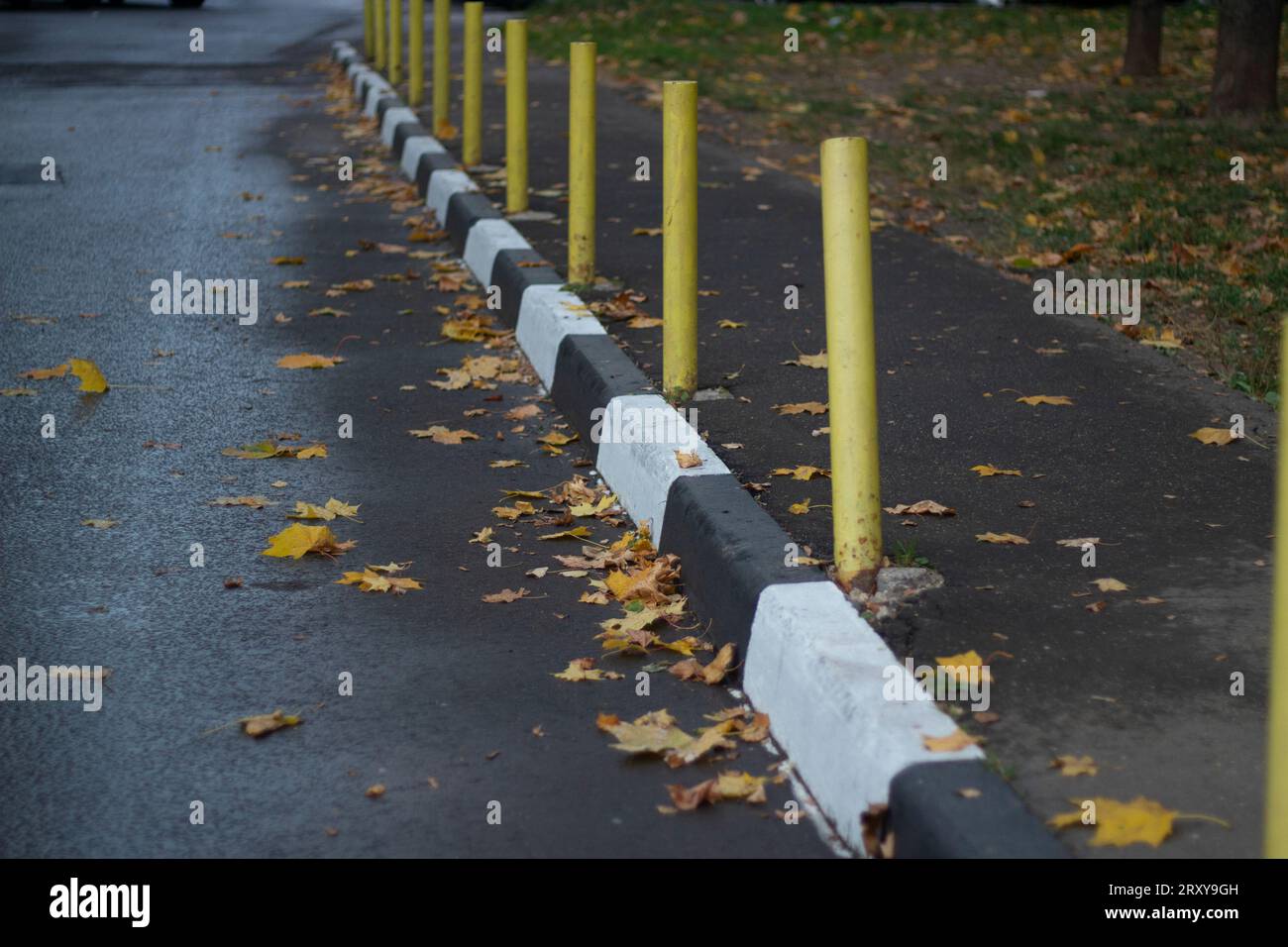 Yellow pedestrian walkway painted on hi-res stock photography and ...