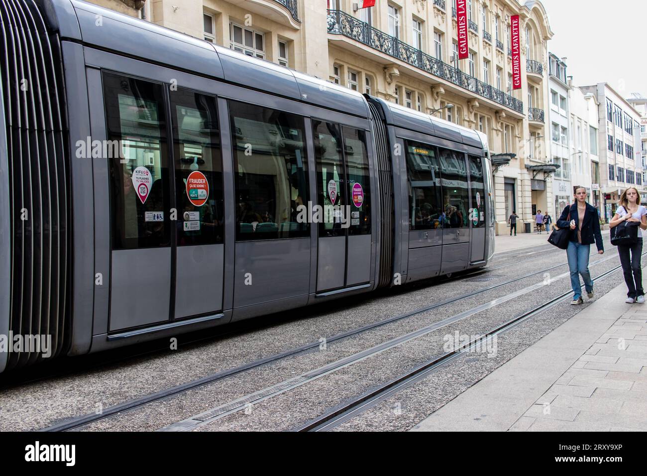 Reims, France - September 26, 2023 Modern electric tram rolling through ...