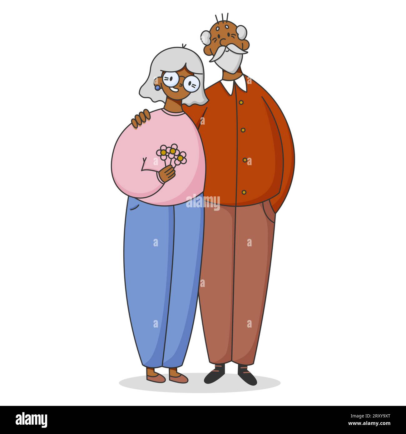 African american senior couple illustration hi-res stock photography ...