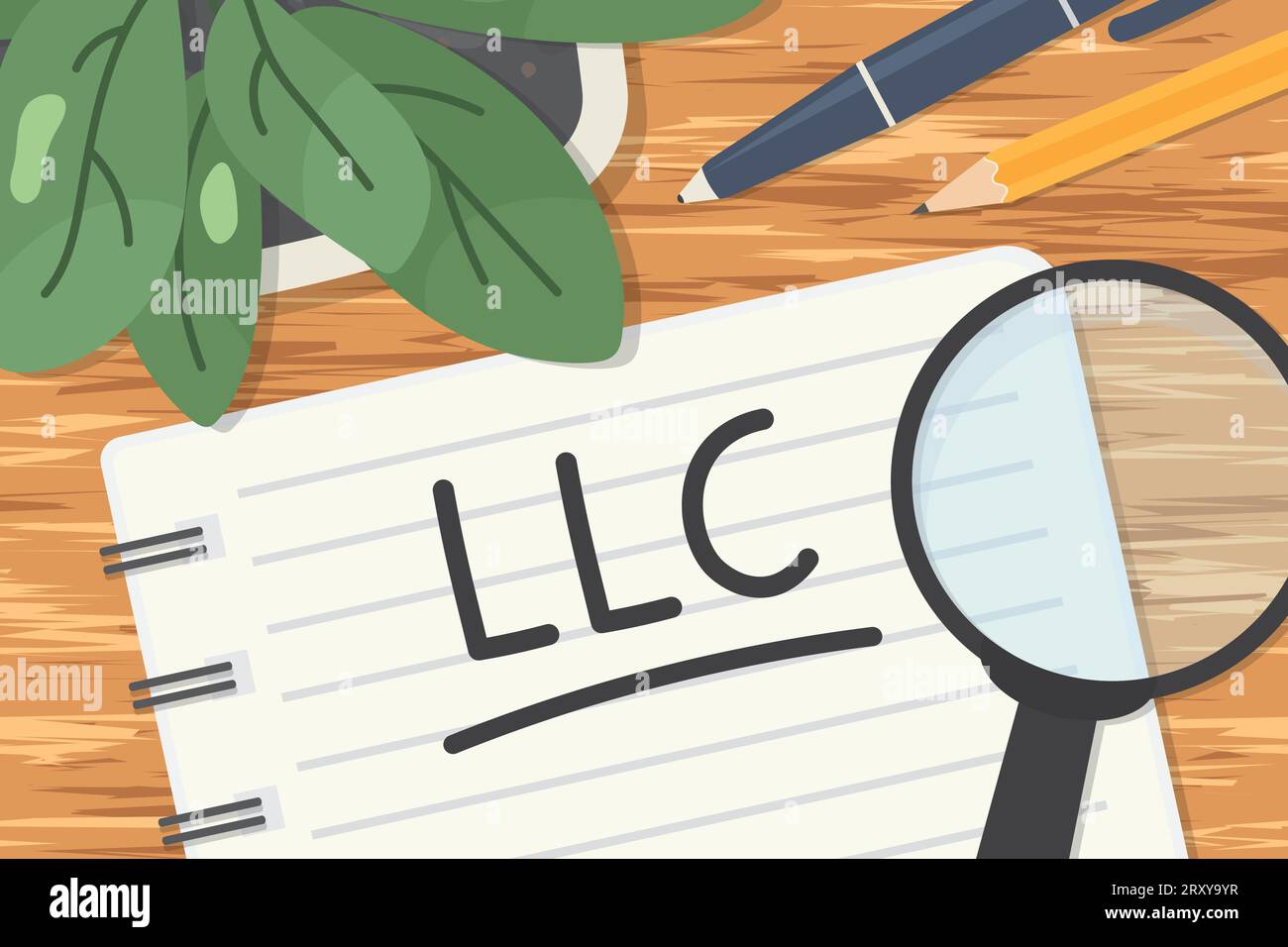 LLC (Limited Liability Company) written on spiral notebook with ...