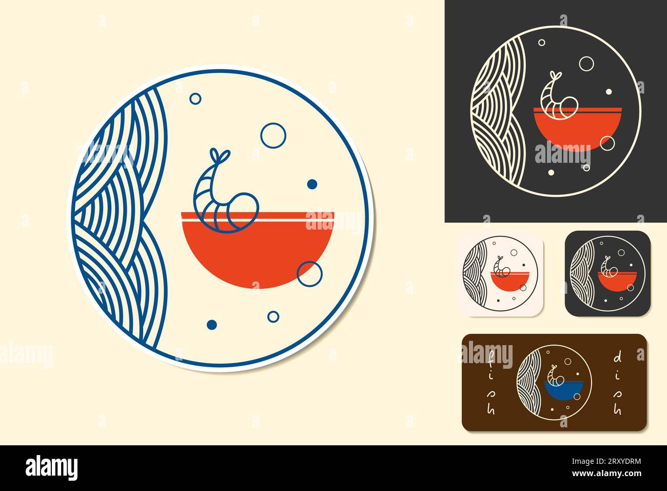 LOGO icon fish restaurant cafe isolated vector set Stock Vector Image ...