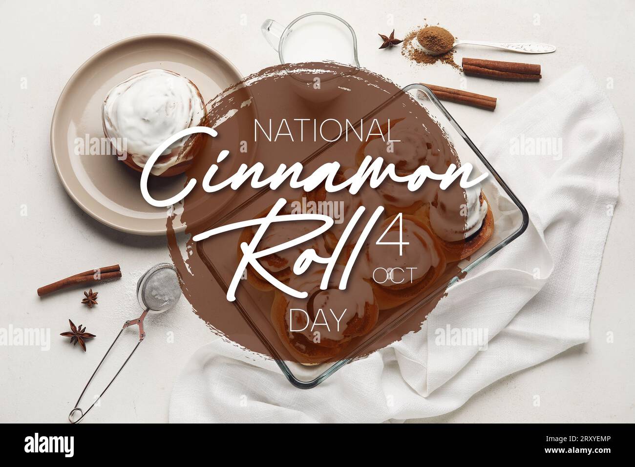 Greeting card for National Cinnamon Roll Day Stock Photo - Alamy