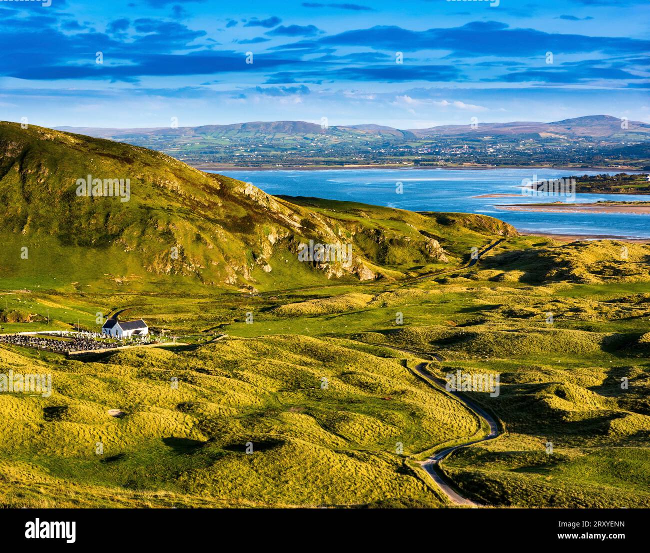 Sand Dunes and a Chapel with graveyard at Five Finger Strand, Inishowen ...