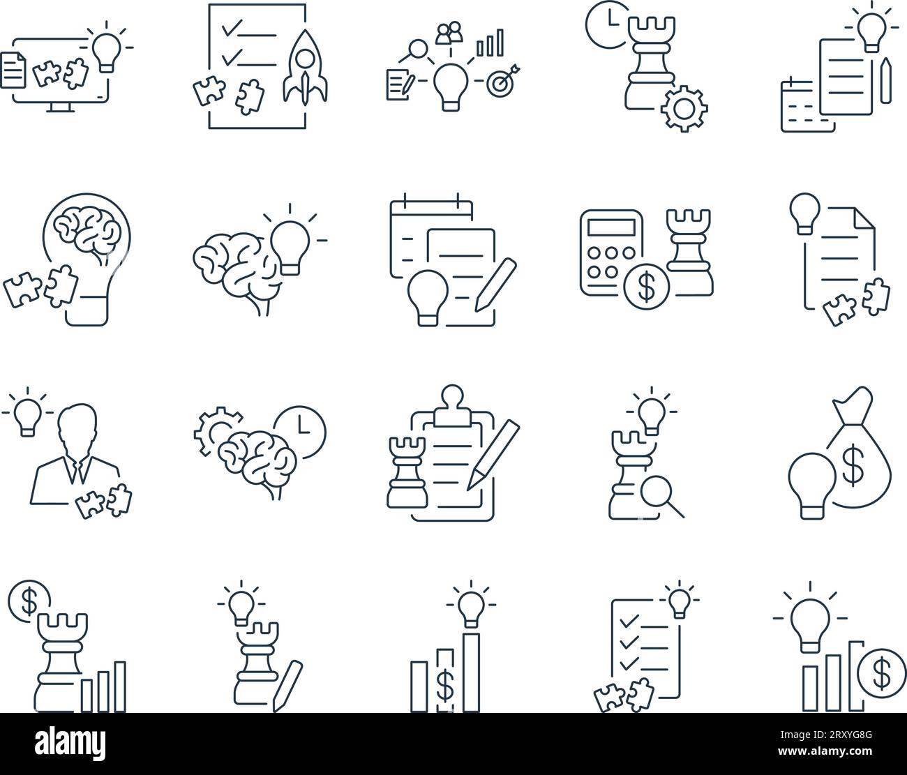 Business Strategy Icons Set. Plan, Development, Growth, Competitive ...
