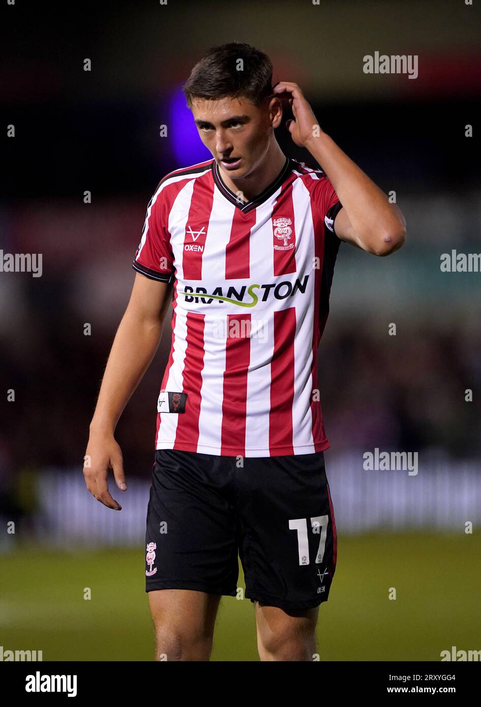 Lincoln City’s Dylan Duffy during the Carabao Cup third round match at ... Lincoln City’s Dylan Duffy during the Carabao Cup third round match at ...