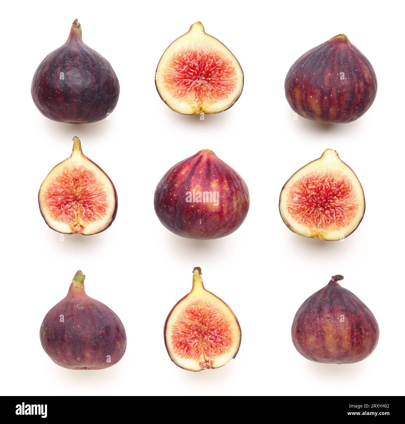 Ripe figs whole halves Cut Out Stock Images & Pictures - Alamy