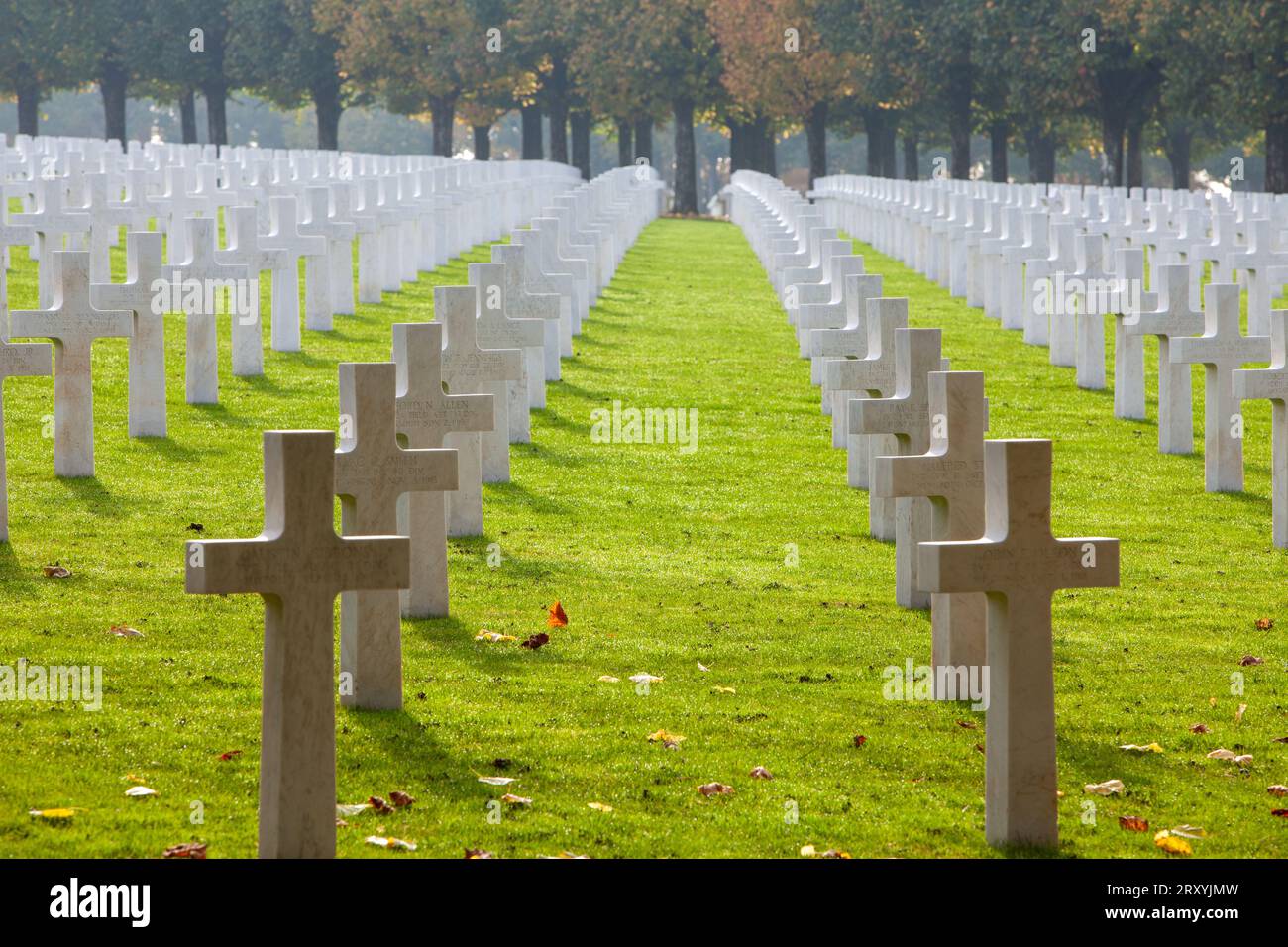 Rows of crosses on graves of American WWI soldiers at Romagne-sous ...