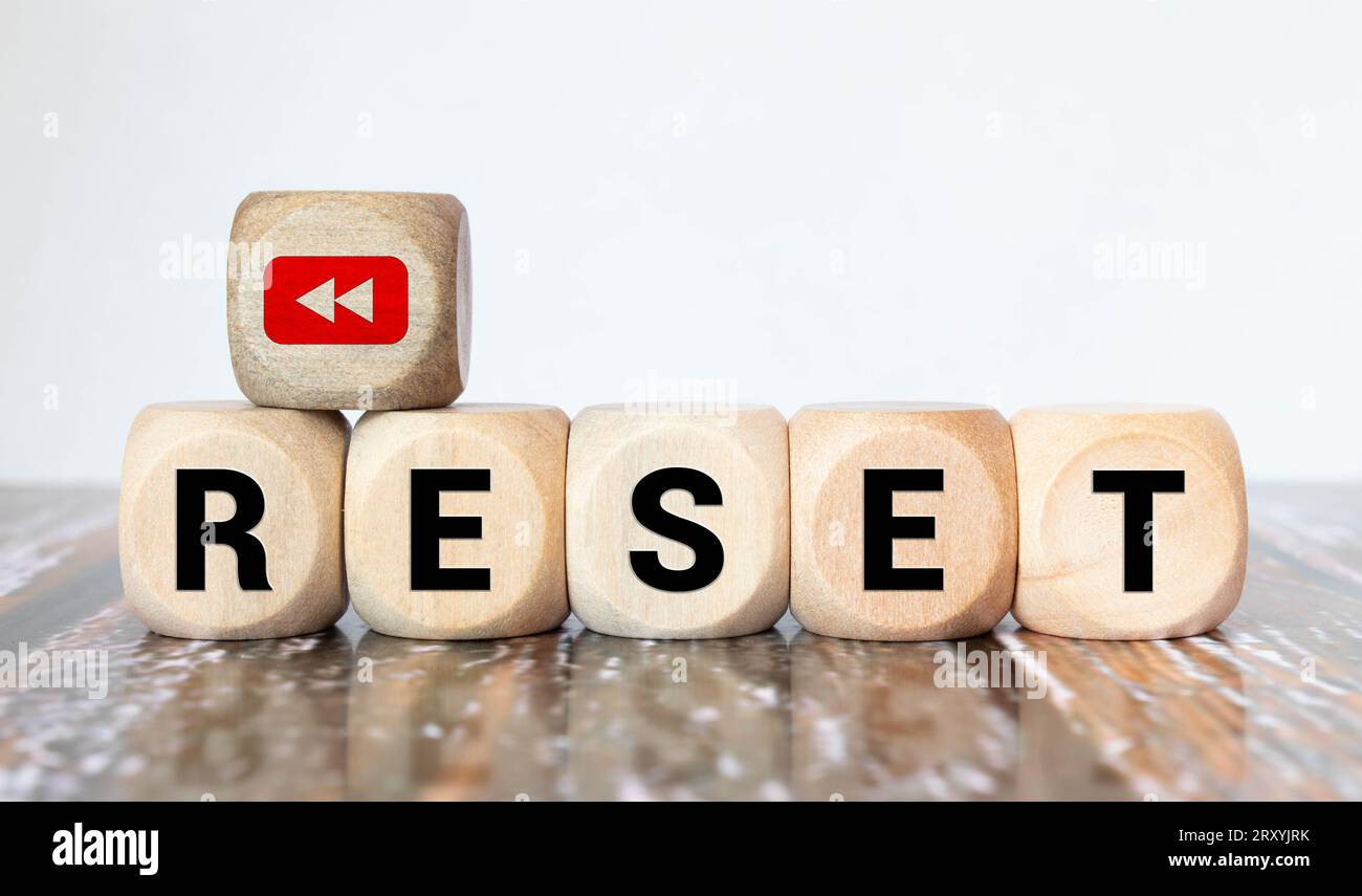 Reset - word concept on building blocks, text, letters Stock Photo - Alamy