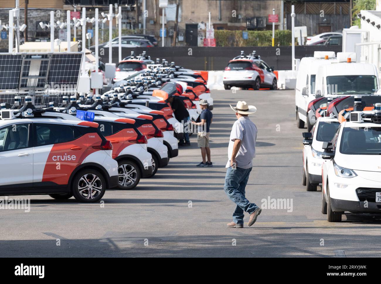 August 30, 2023, Austin, Texas, USA: A large fleet of Cruise autonomous ...