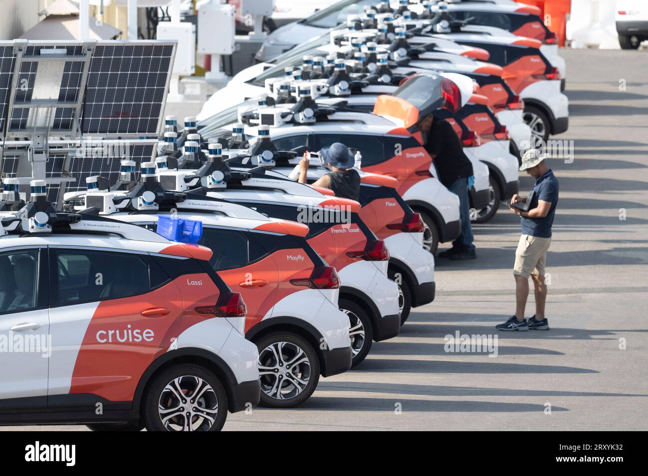 August 30, 2023, Austin, Texas, USA: A large fleet of Cruise autonomous ...