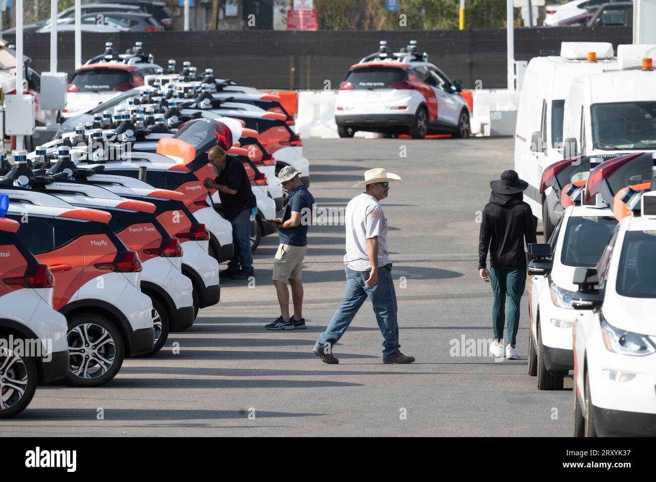 August 30, 2023, Austin, Texas, USA: A large fleet of Cruise autonomous ...