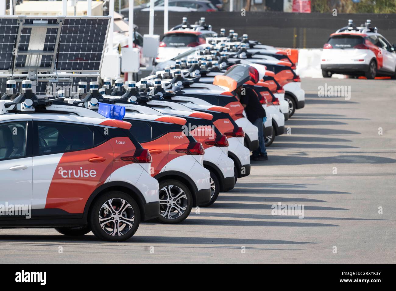 August 30, 2023, Austin, Texas, USA: A large fleet of Cruise autonomous ...