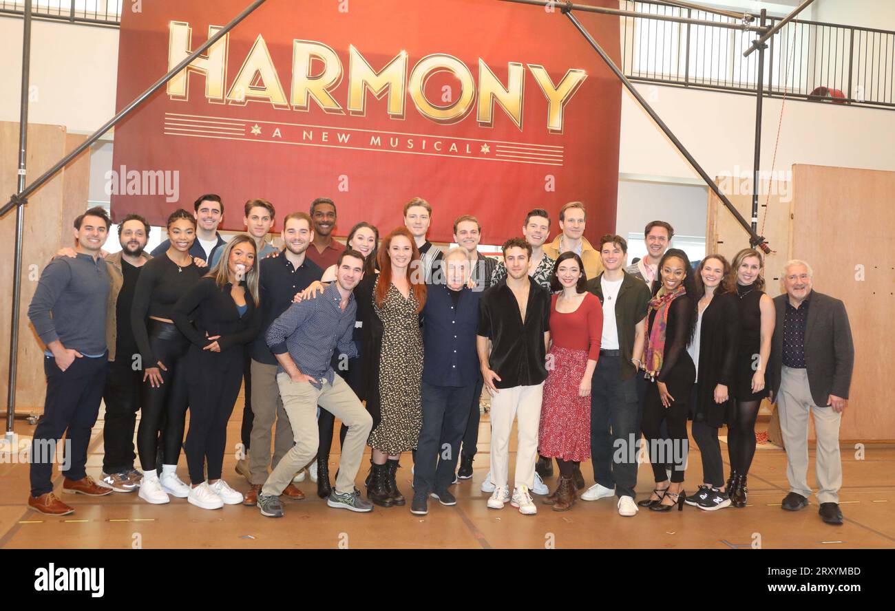 September 27, 2023, New York, New York, USA: Members of the cast â€˜Harmonyâ€™ seen at the press ...