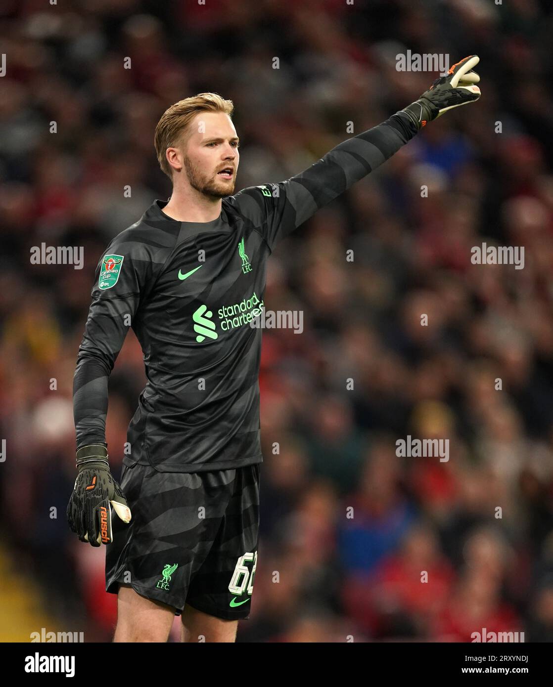 Liverpool goalkeeper Caoimhin Kelleher during the Carabao Cup third ...