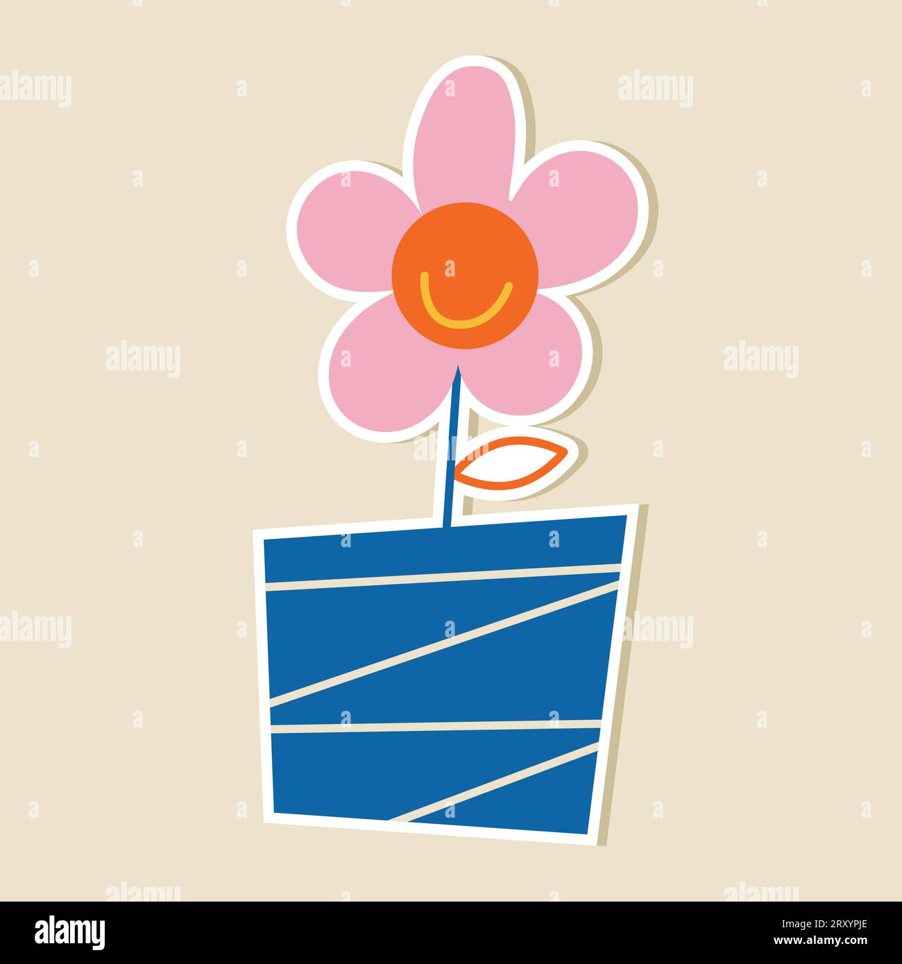 Cute kawaii pink flower pot sticker kid graphic Stock Vector Image ...