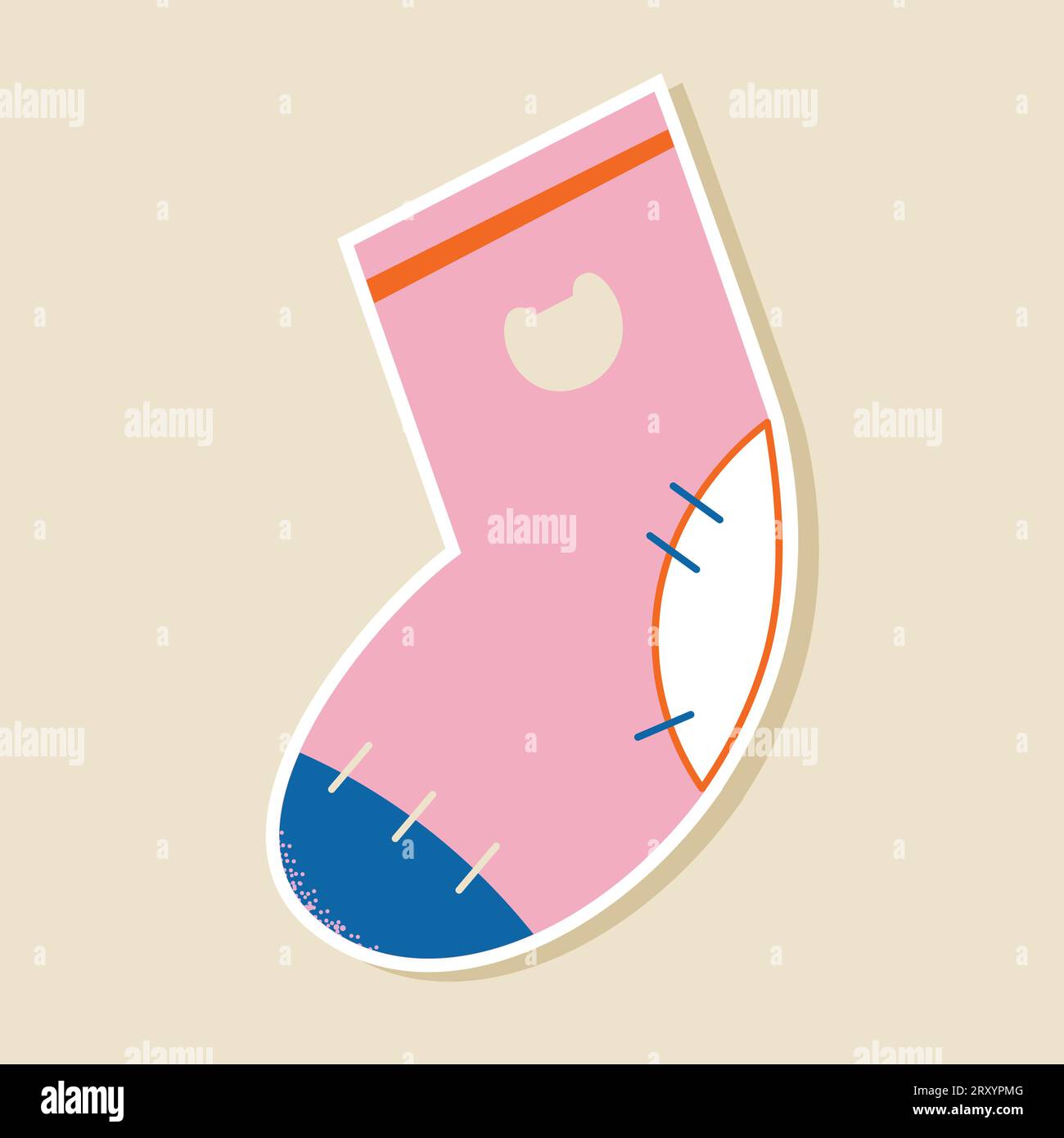 Cute kawaii pink sock sticker kid graphic Stock Vector Image & Art - Alamy
