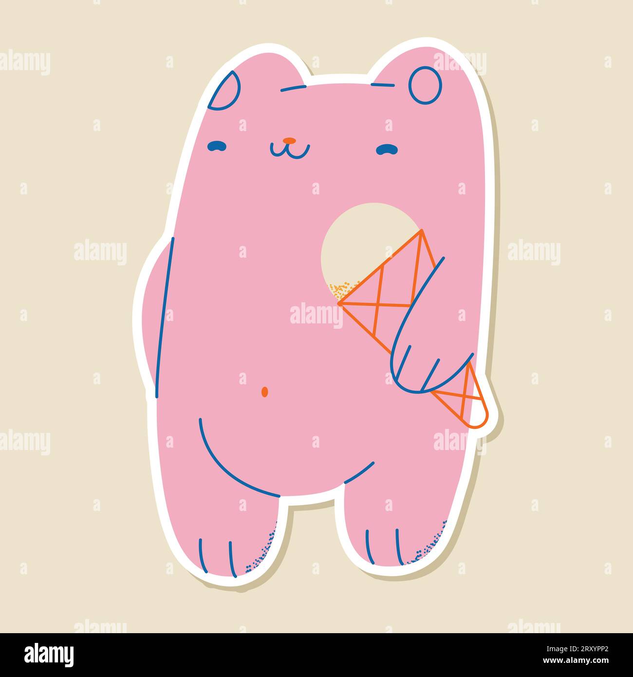 Cute kawaii pink bear sticker kid graphic Stock Vector Image & Art - Alamy