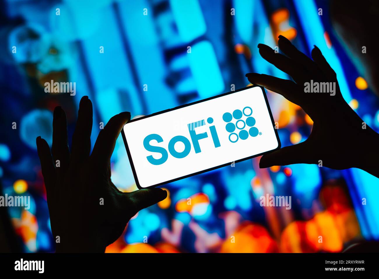 In this photo illustration, the SoFi Technologies logo is displayed on ...