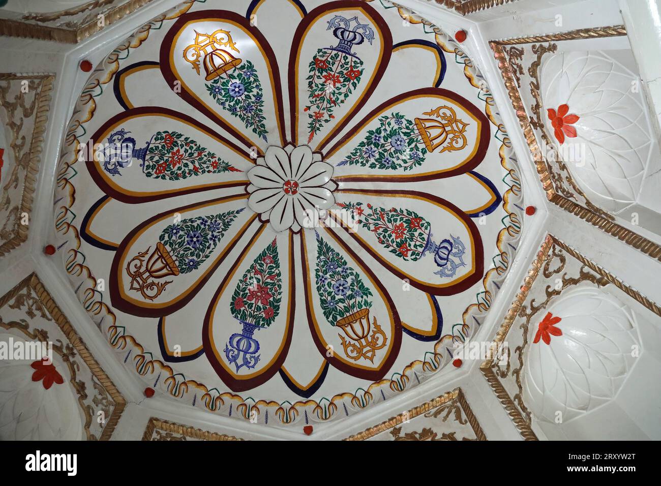 Painted ceiling inside Shahi Mosque at Chitral in Pakistan Stock Photo ...