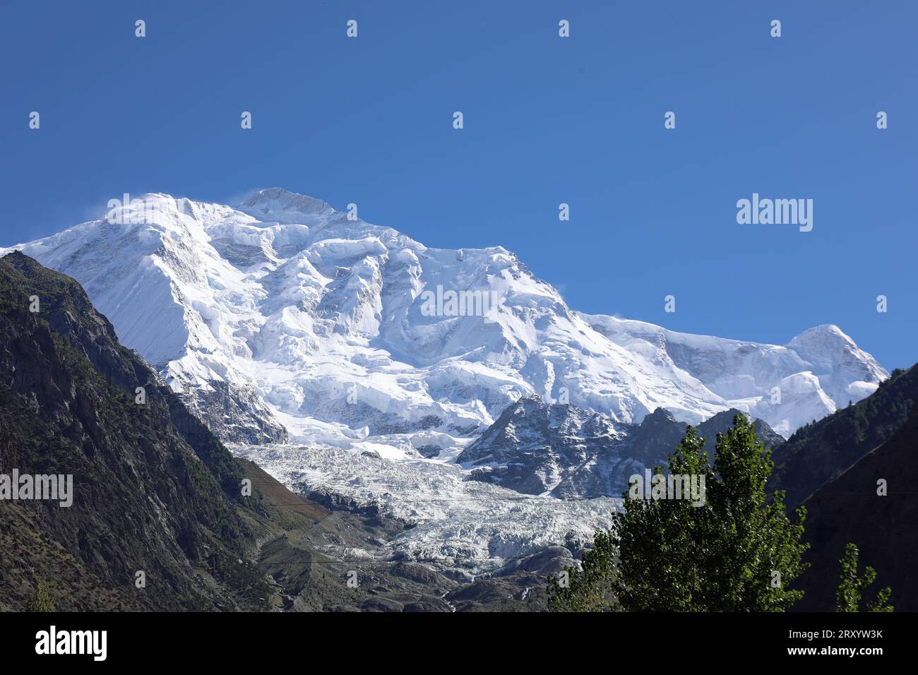 Rakaposhi Mountain from the Nagar Valley on the Karakoram Highway Stock ...
