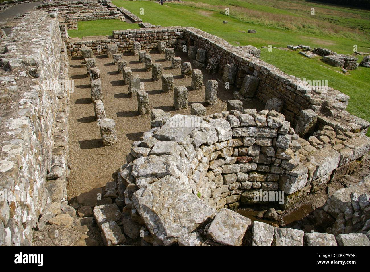 Remains of Roman structures at Housesteads Roman Fort (Vercovicium) on ...