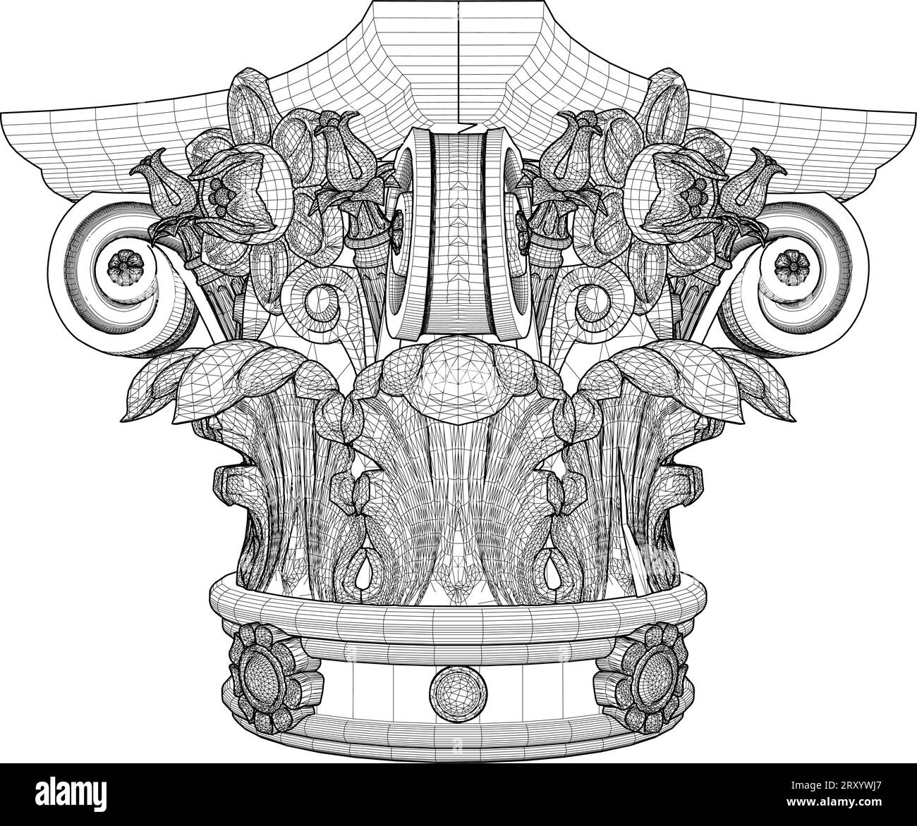 Corinthian Capital Column Vector. Illustration Isolated On White ...