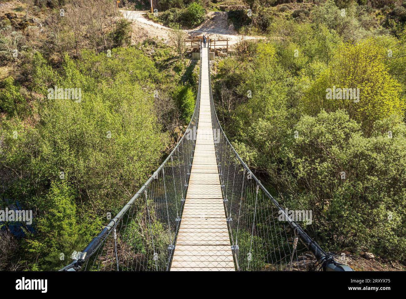 Guarda, Portugal - April 10, 2023: Suspension pedestrian bridge, over ...