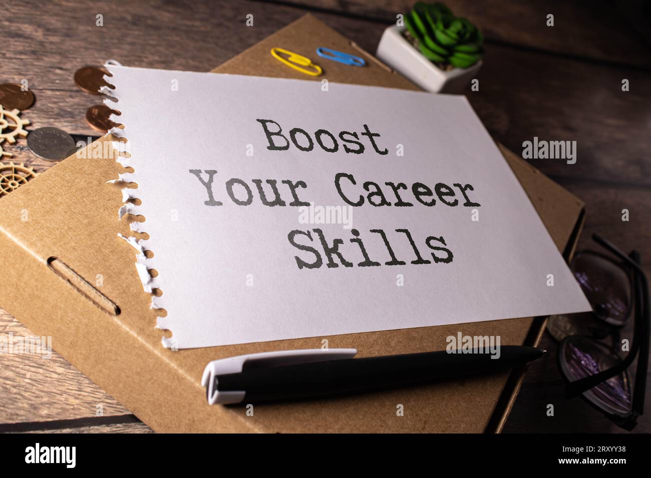 Boost your career text concept isolated over white background Stock ...