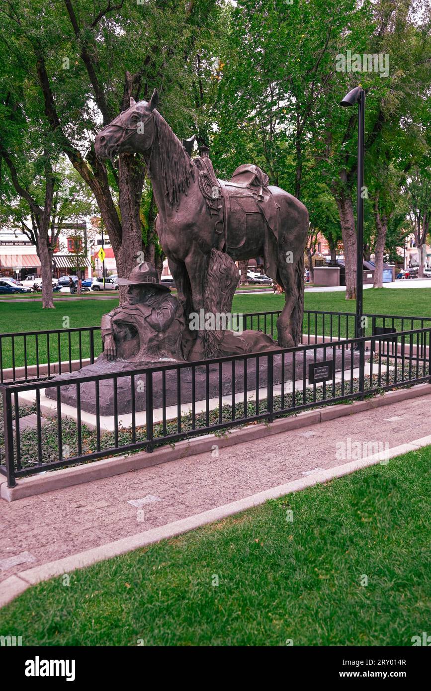 "Cowboy at Rest" bronze statue on the grounds of the Yapavapi county ...