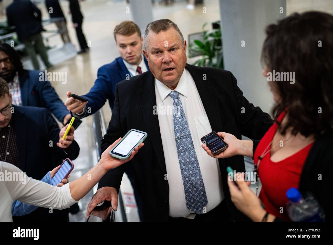 Senator Jon Tester (D-MT) speaks to media at the U.S. Capitol, in ...