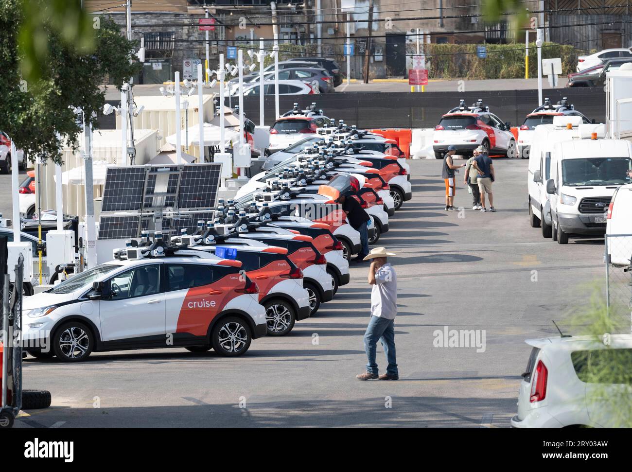August 31, 2023, Austin, Texas, USA: A large fleet of Cruise autonomous ...