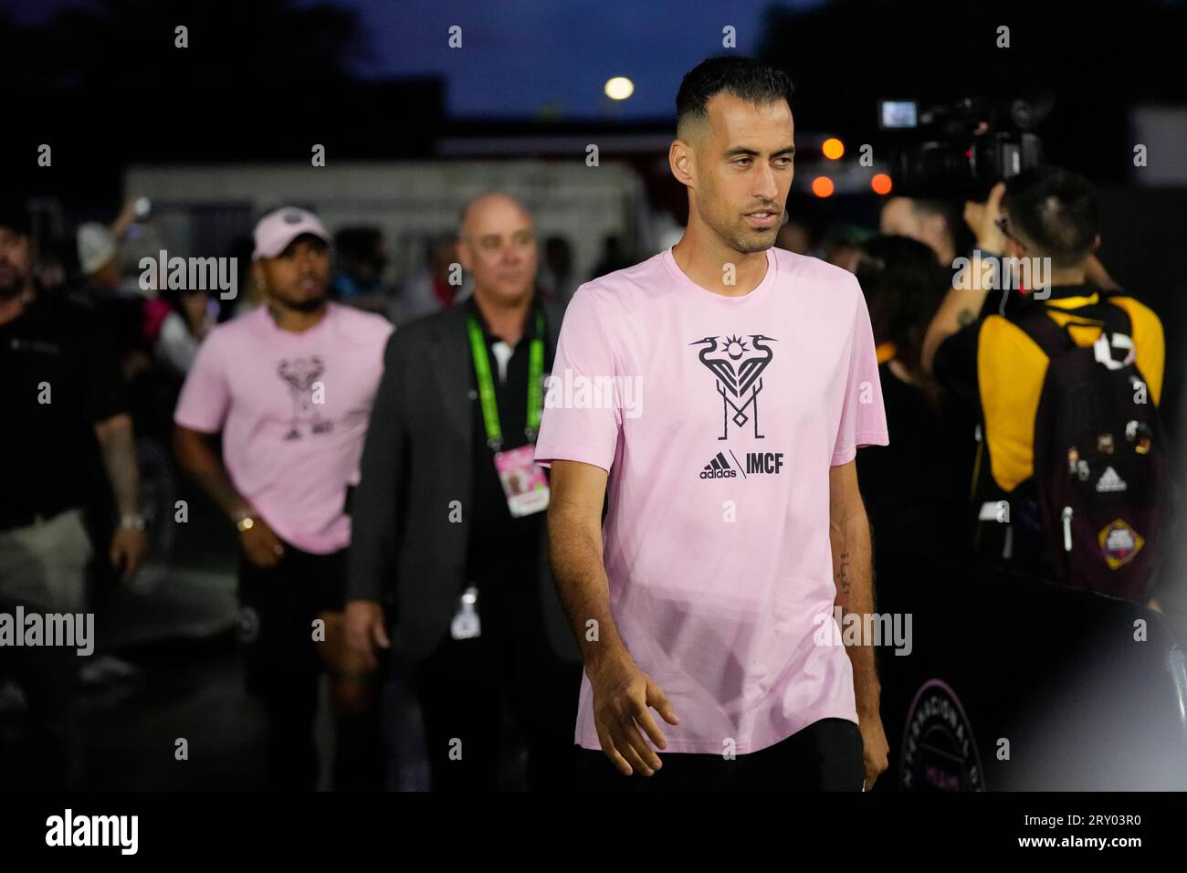 Inter Miami midfielder Sergio Busquets (5) arrives for the team's U.S ...