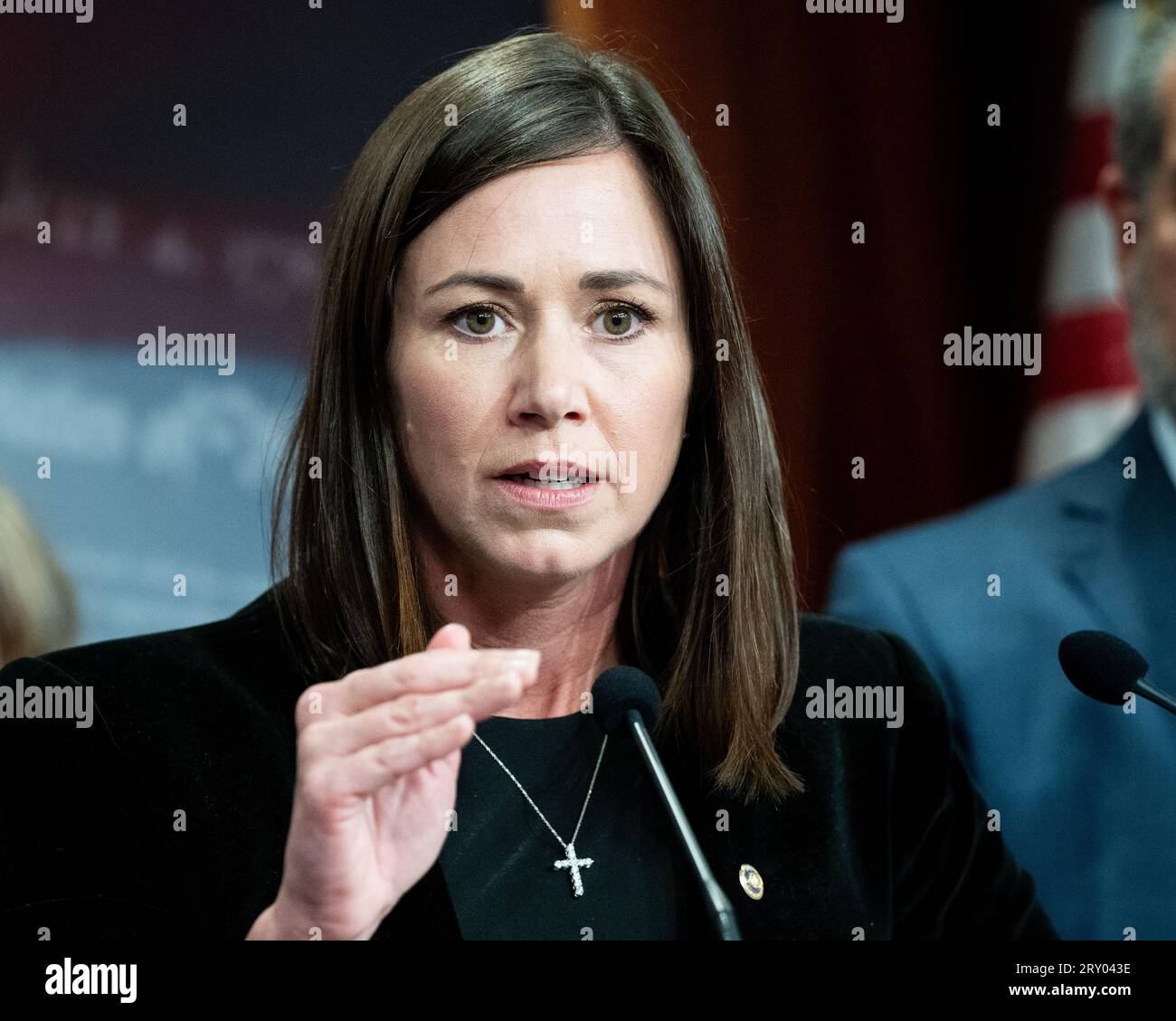 U.S. Senator Katie Britt (R-AL) speaking about the southern border at a ...