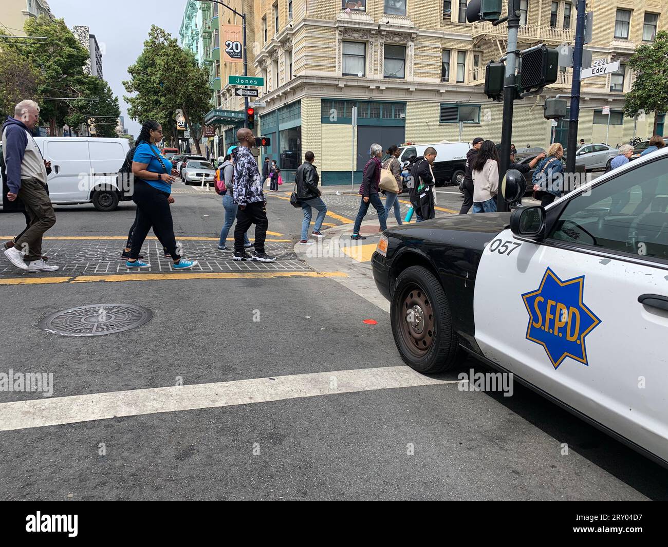 August 26, 2023, San Francisco, California, USA: A SFPD car park on the ...