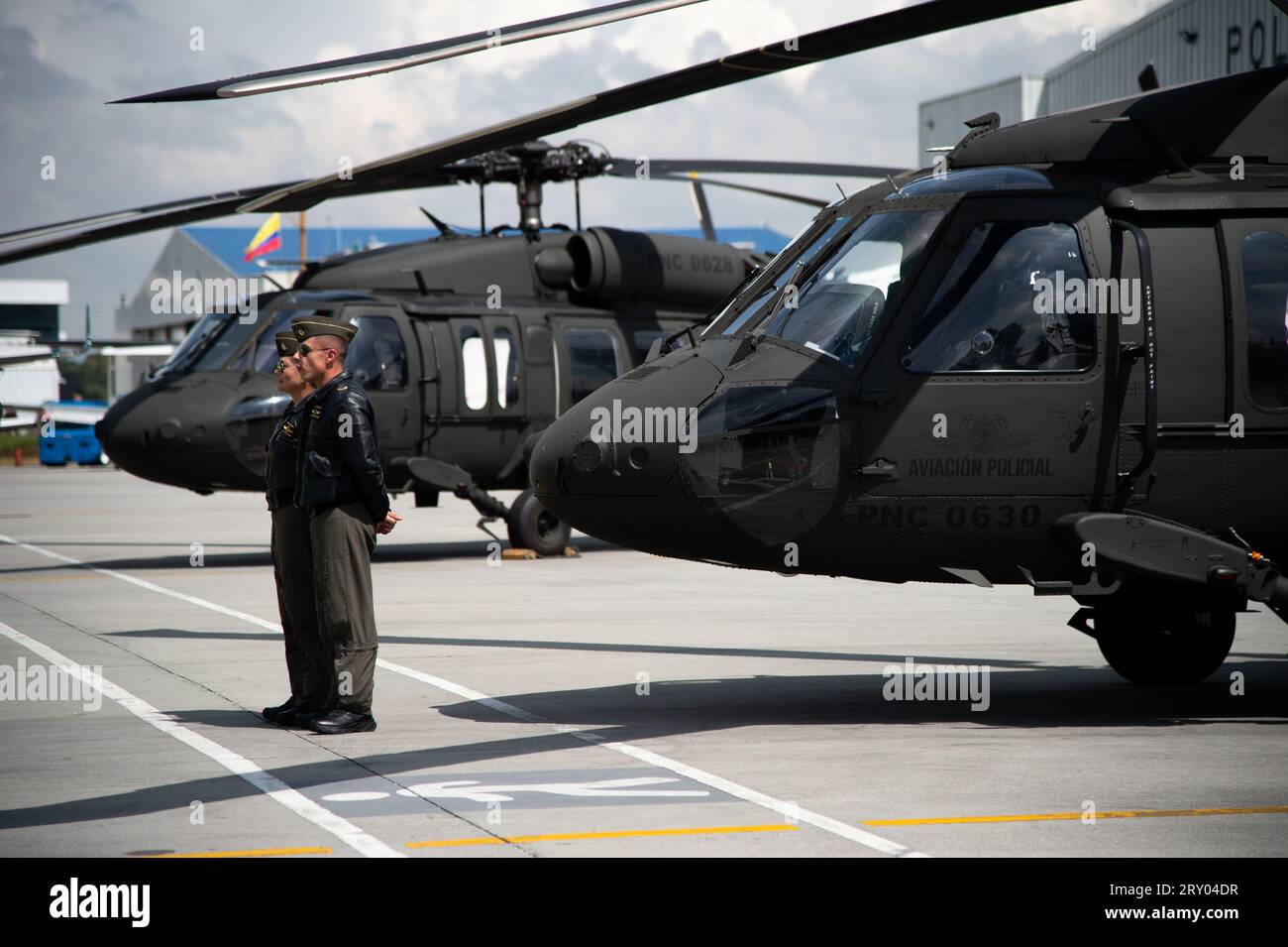 Colombia's antinarcotics police helicopter pilots pose for a photo ...