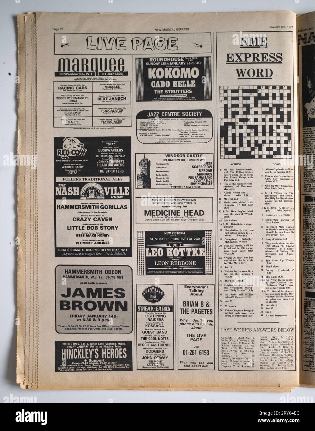 Concert Advertising in 1970s issue of NME New Musical Express Music ...