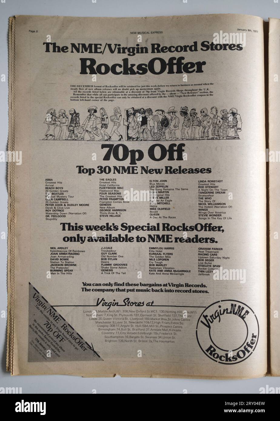 NME Virgin Records Sales Offer Advert in 1970s NME New Musical Express ...