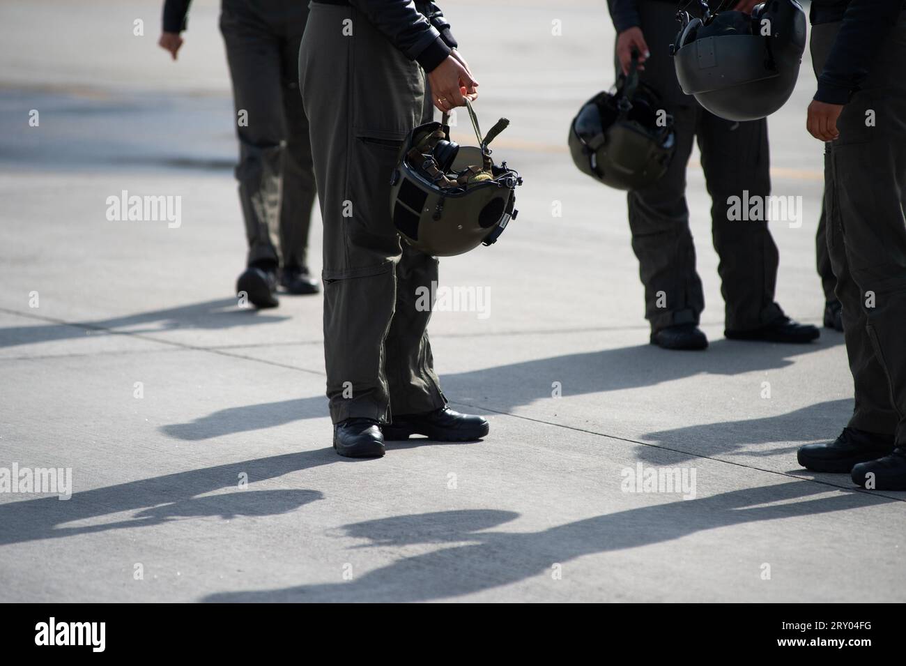 Colombian police helicopter pilots during an event at the CATAM ...