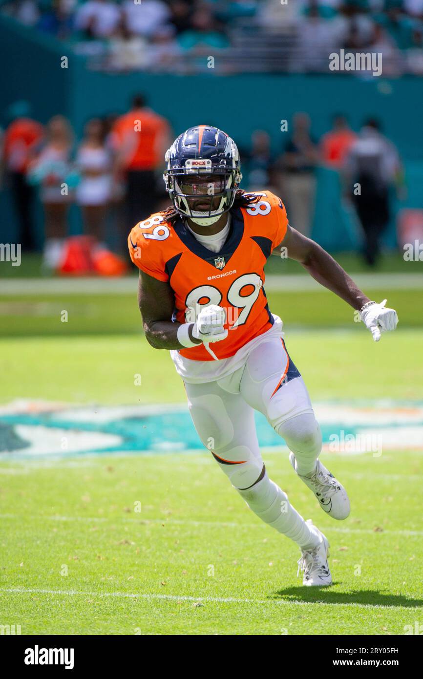 Denver Broncos wide receiver Brandon Johnson (89) runs a play during an ...