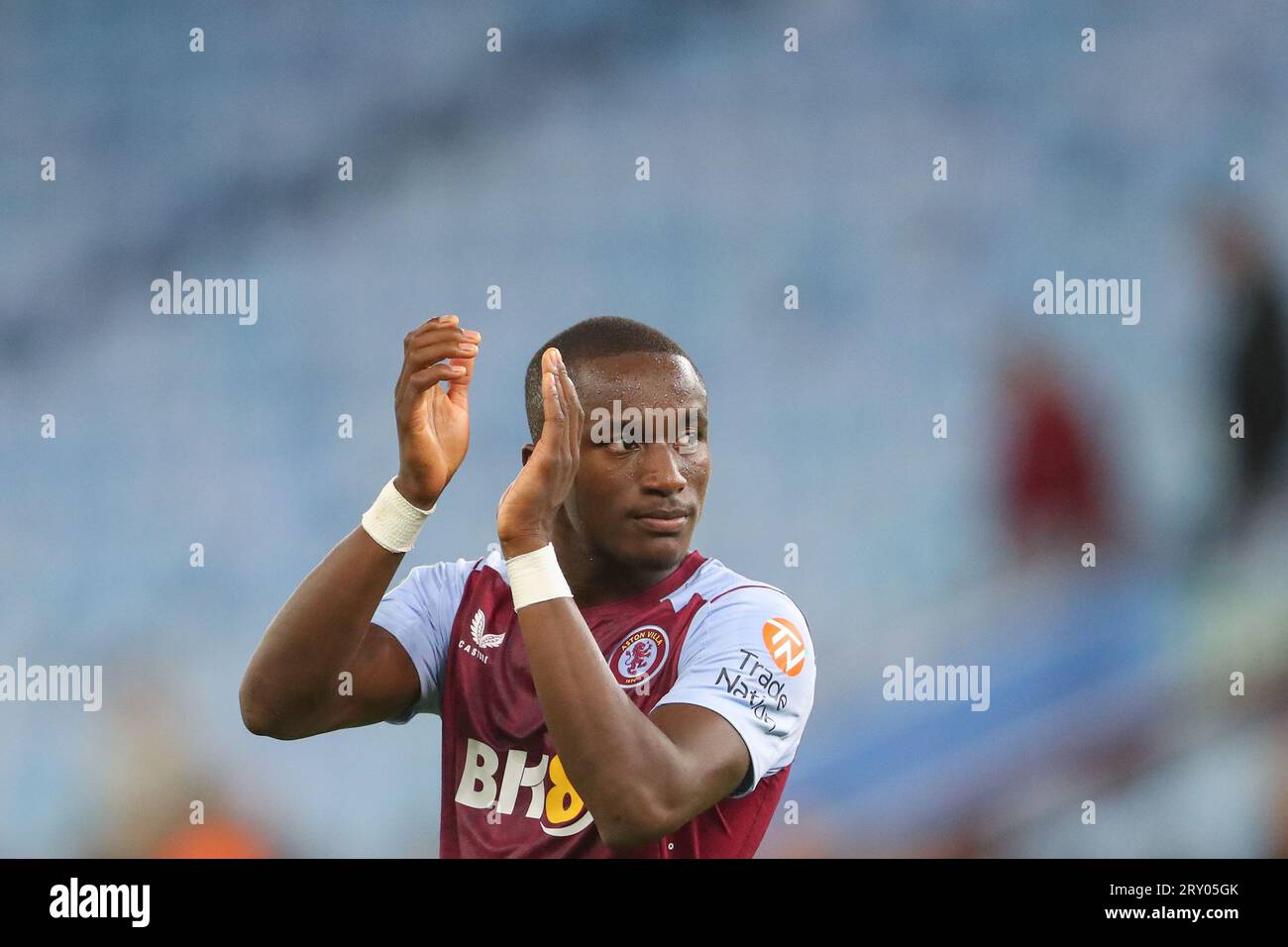 Moussa Diaby #19 of Aston Villa applauds the home fans after the ...