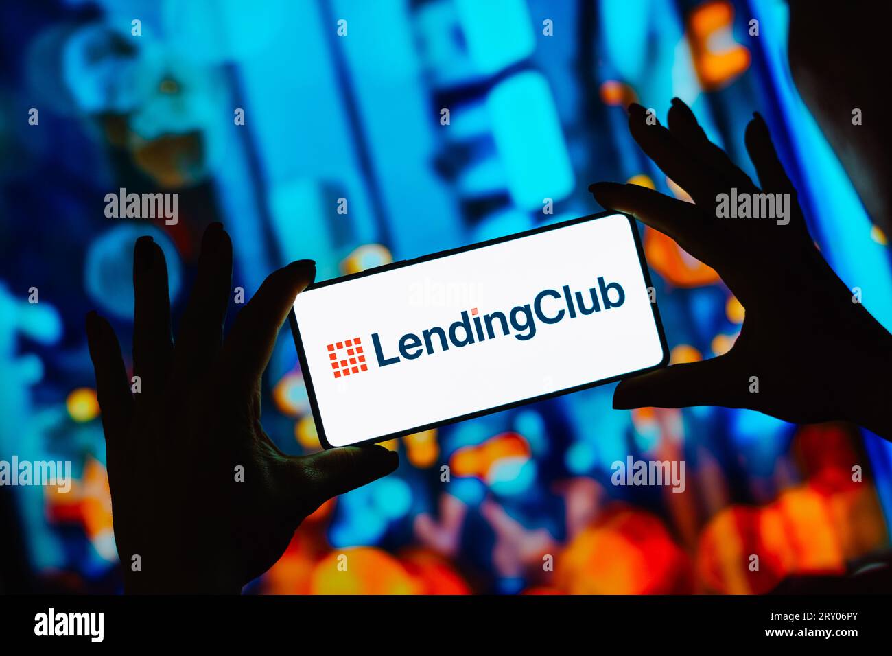 In this photo illustration, the LendingClub logo is displayed on a ...