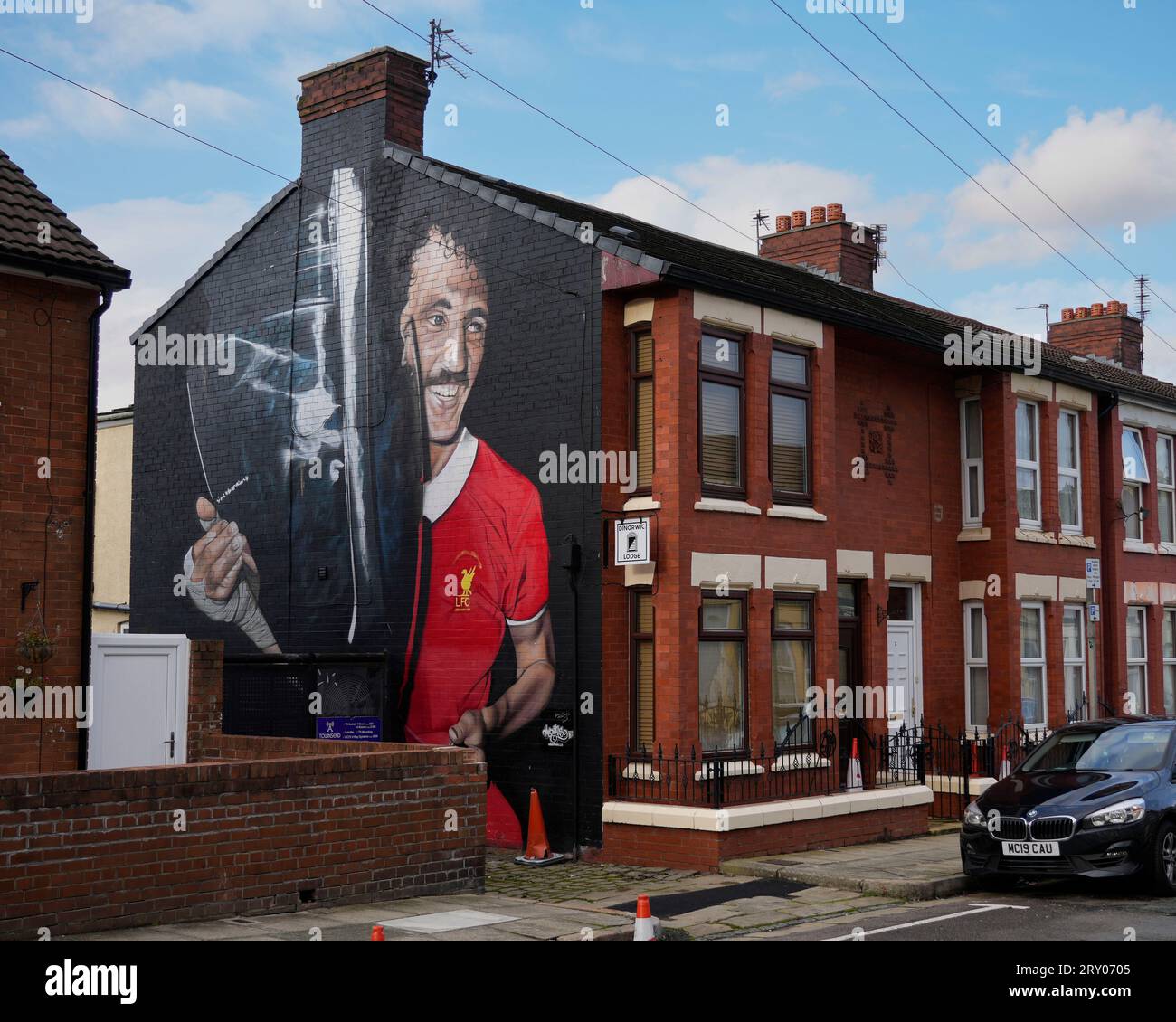 A mural of former player Alan Kennedy of Liverpool on the side of a ...
