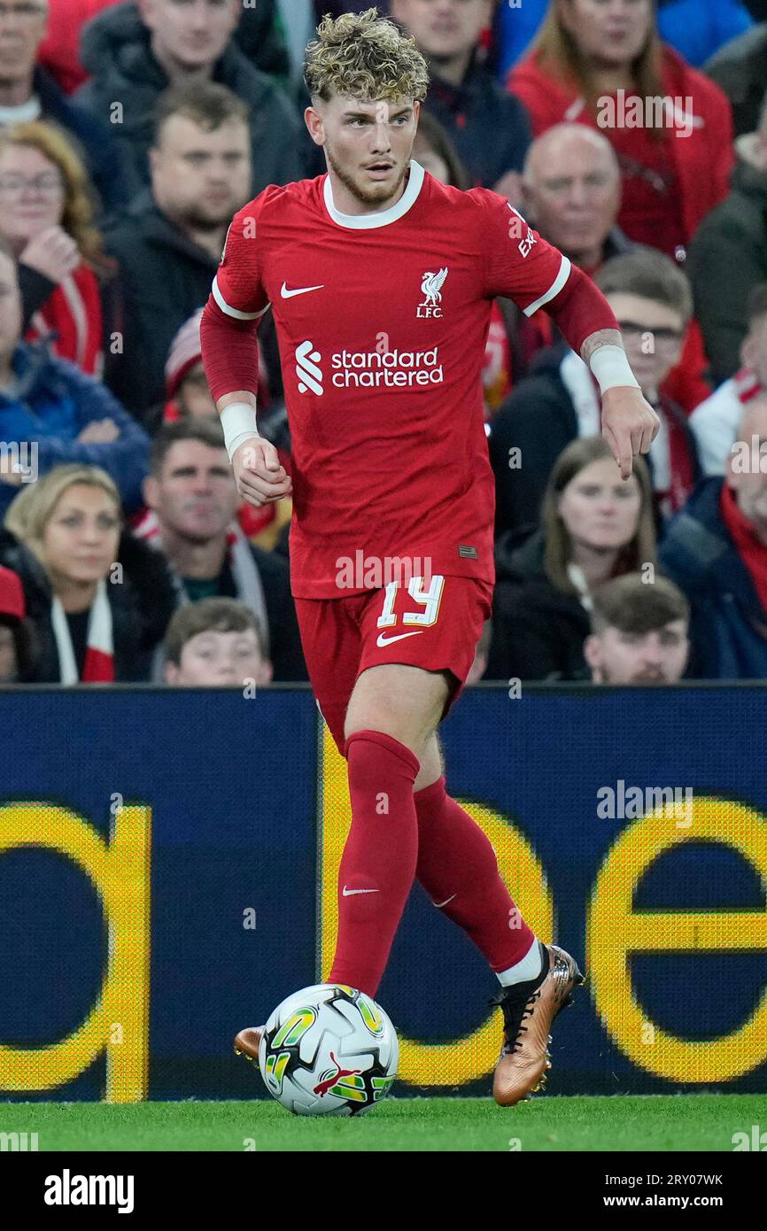 Harvey Elliott #19 of Liverpool during the Carabao Cup Third Round ...