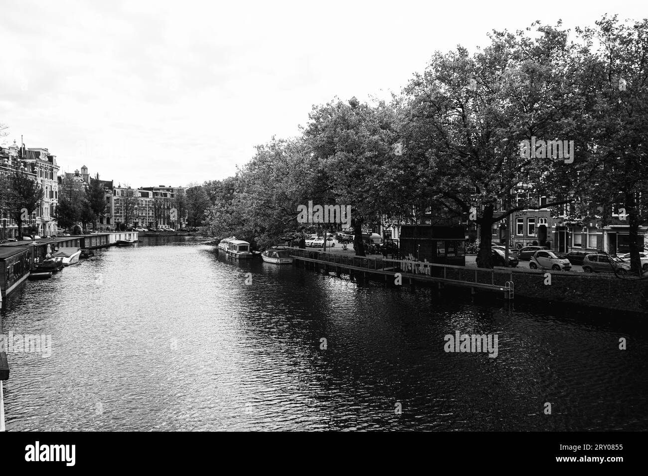Blue canal boat Black and White Stock Photos & Images - Alamy