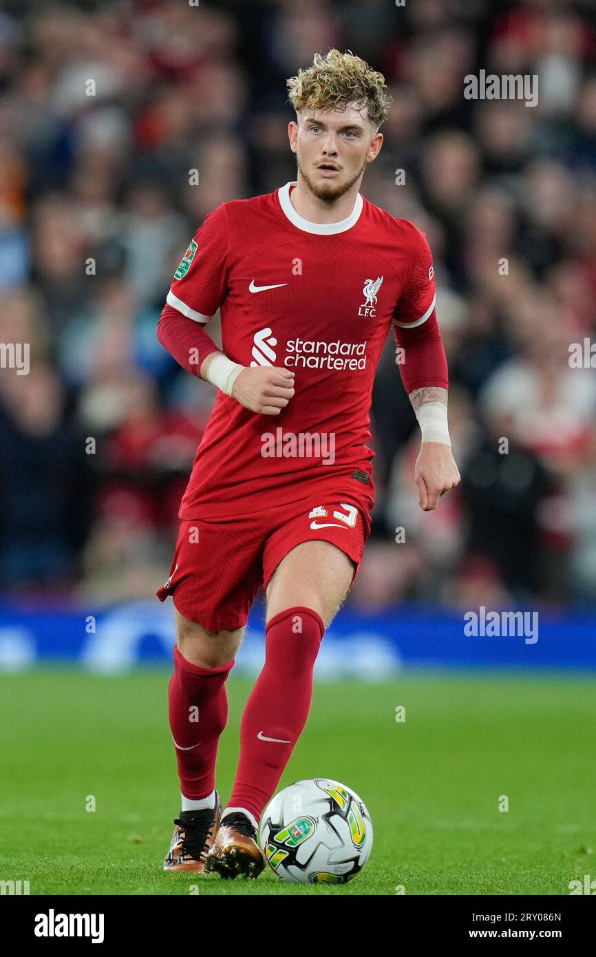 Harvey Elliott #19 of Liverpool during the Carabao Cup Third Round ...
