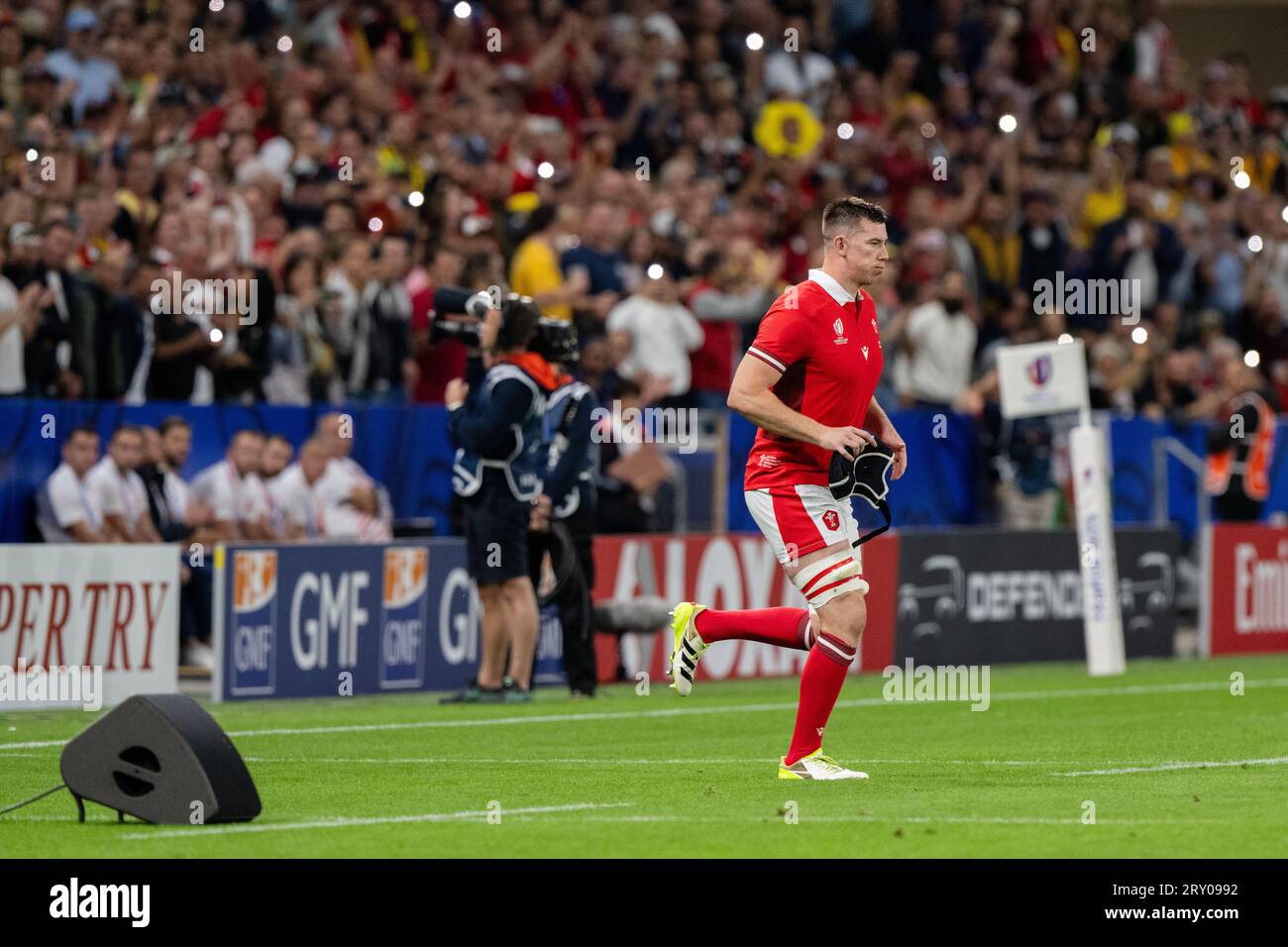 Adam Beard (WAL) during the 2023 Rugby World Cup Pool C match between ...