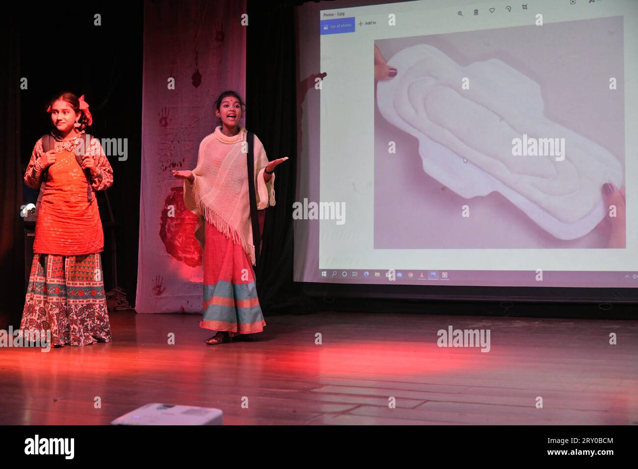 School students of the 'Mahishadal Gayeswari Girls' High School', West Bengal, performing the ...